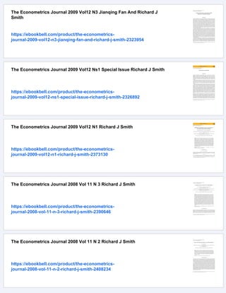 The Econometrics Journal 2011 Vol14 N1 Pierre Perron And Richard J ...