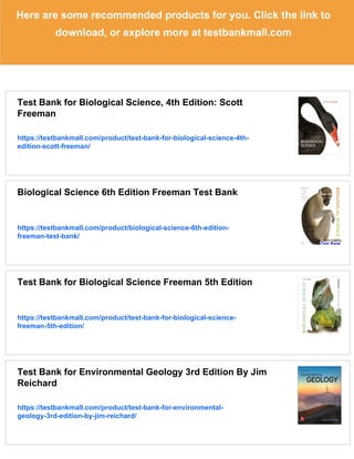 Test Bank for Biological Science, 4th Edition: Freeman | PDF