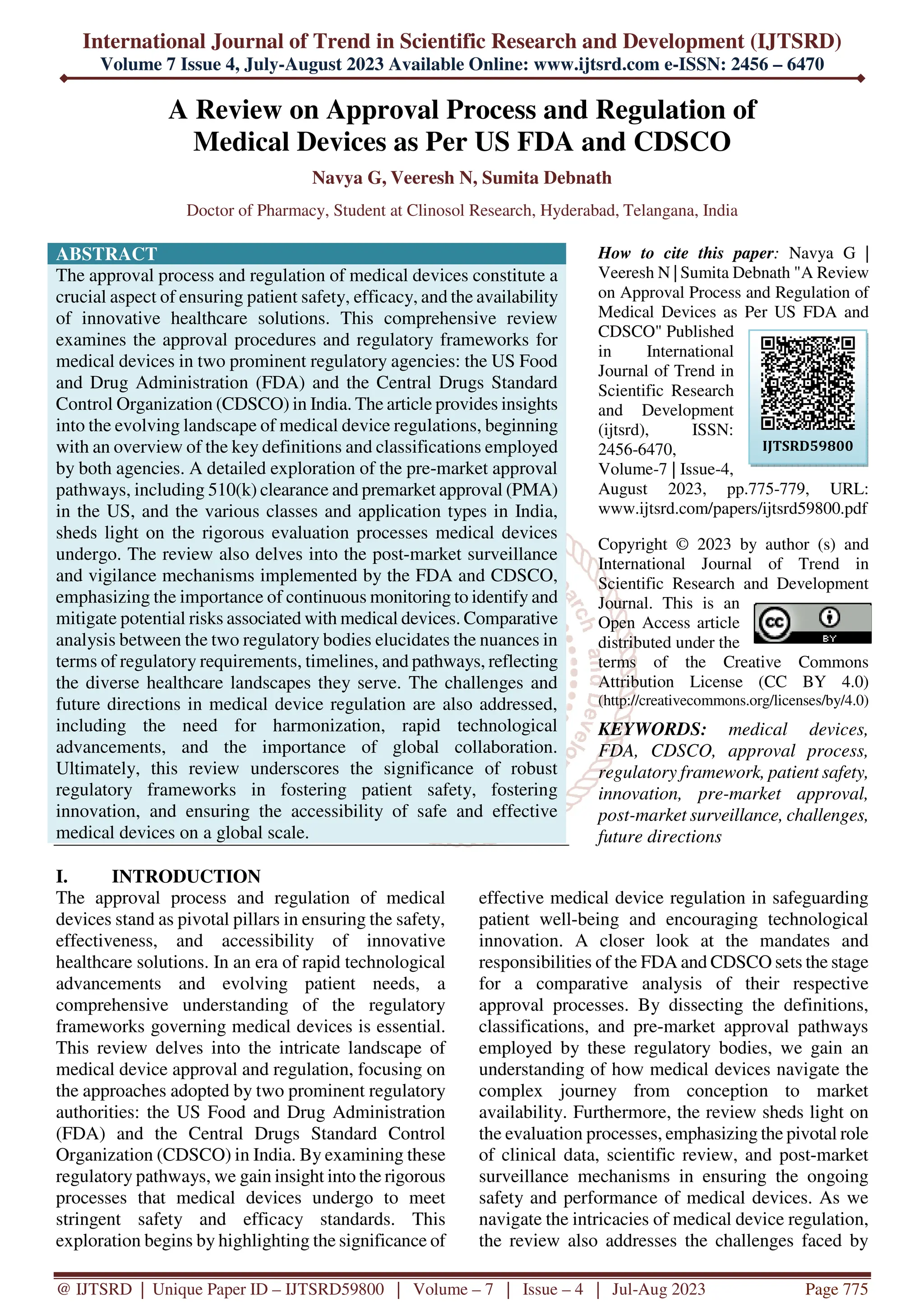 A Review on Approval Process and Regulation of Medical Devices as Per ...