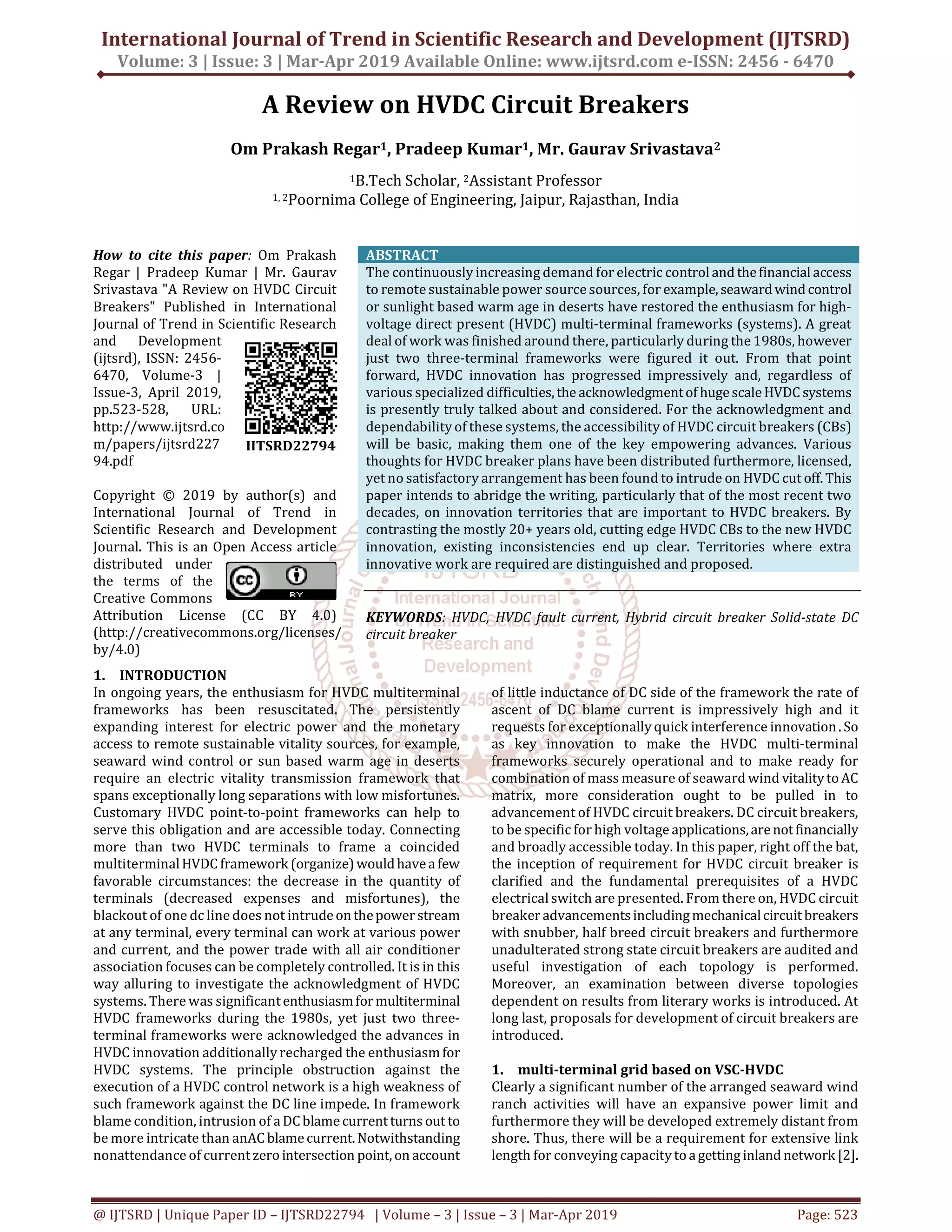 A Review on HVDC Circuit Breakers | PDF | Computer Networking | Computing