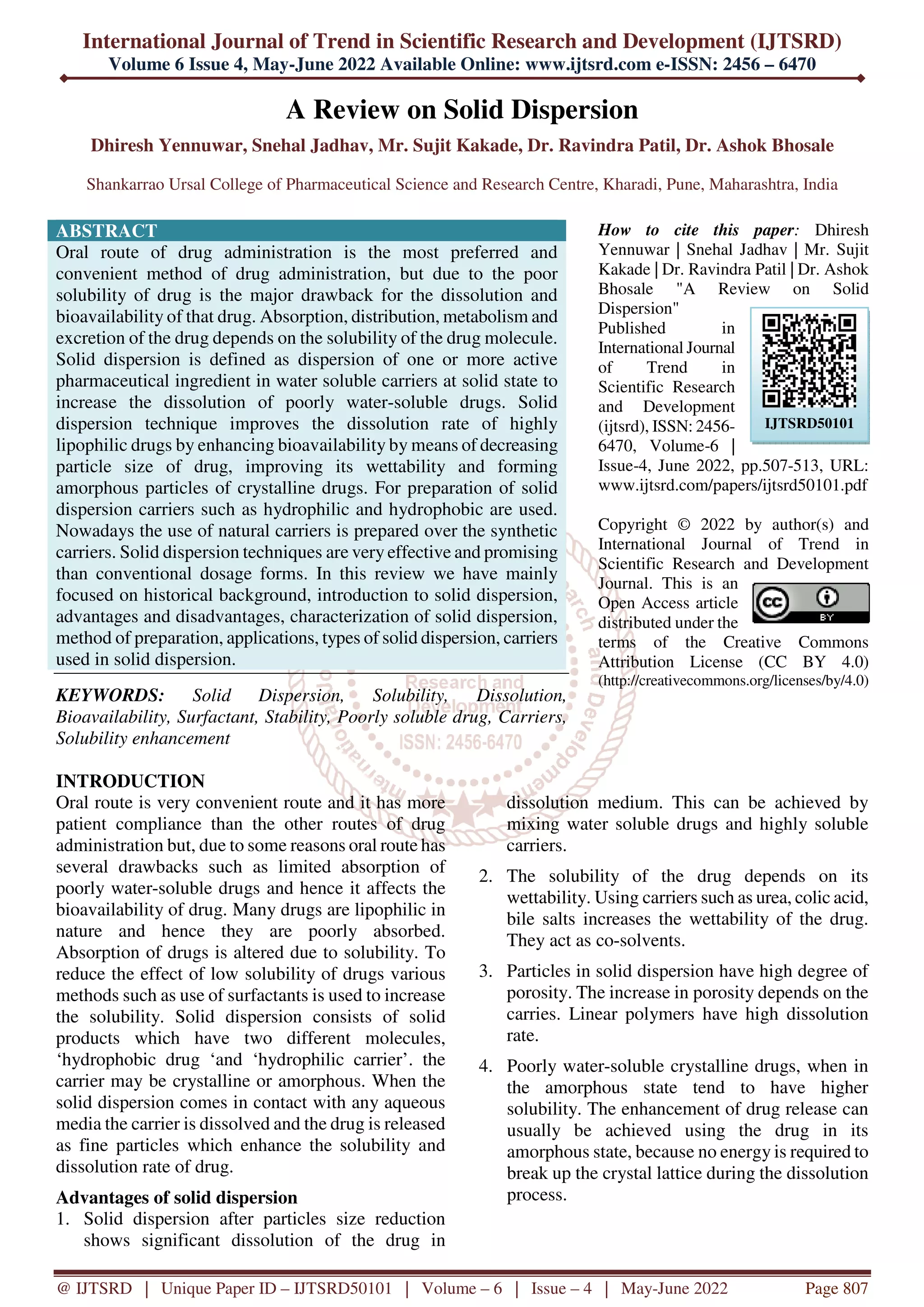 A Review on Solid Dispersion | PDF