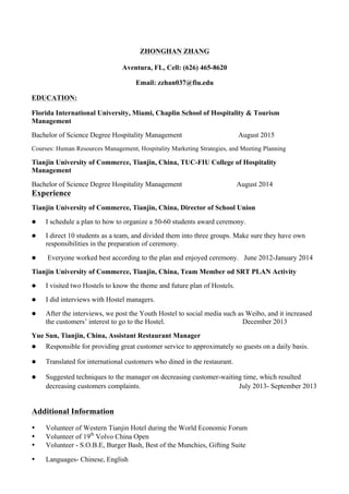 Zhonghan Zhang-Resume | PDF