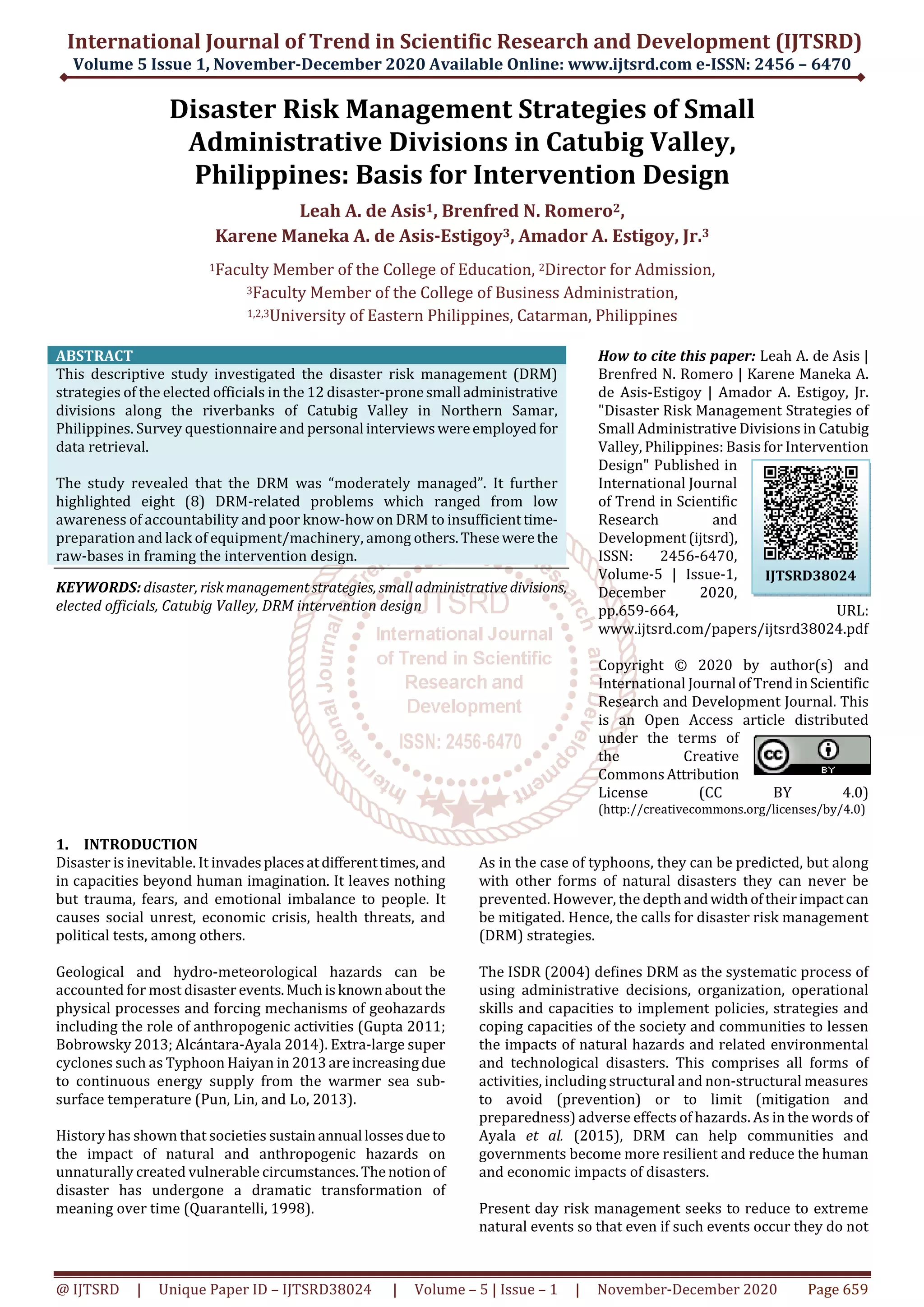 Disaster Risk Management Strategies of Small Administrative Divisions ...