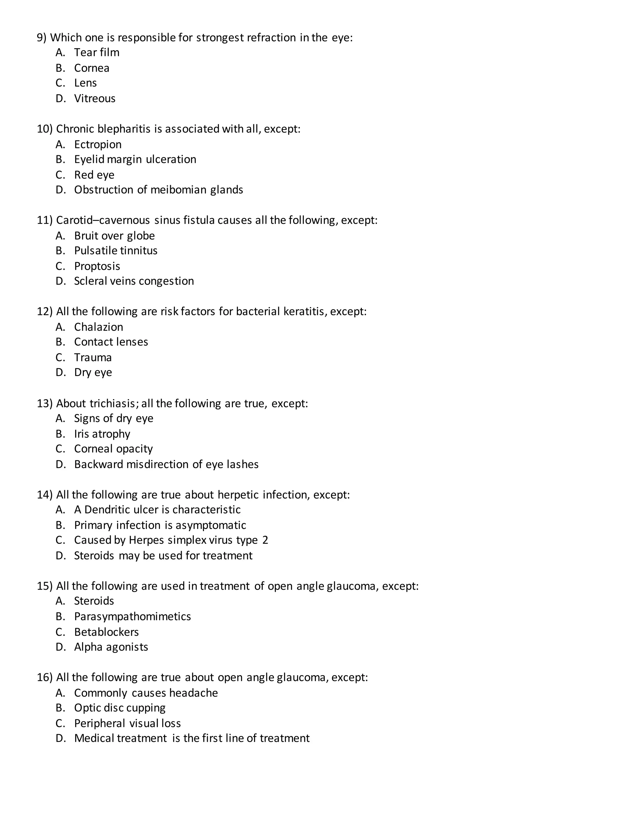 118 ophthalmology Questions & Answers - MCQ | DOCX