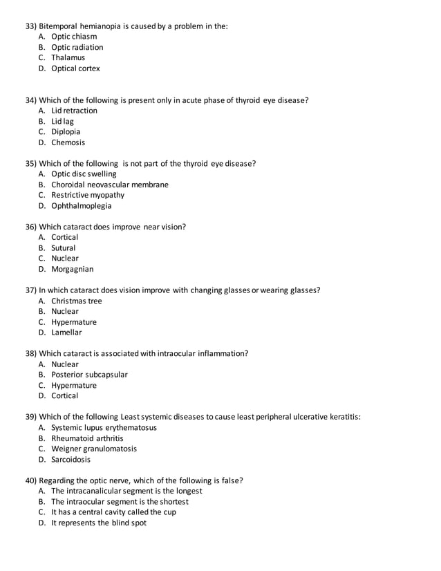 118 ophthalmology Questions & Answers - MCQ | DOCX