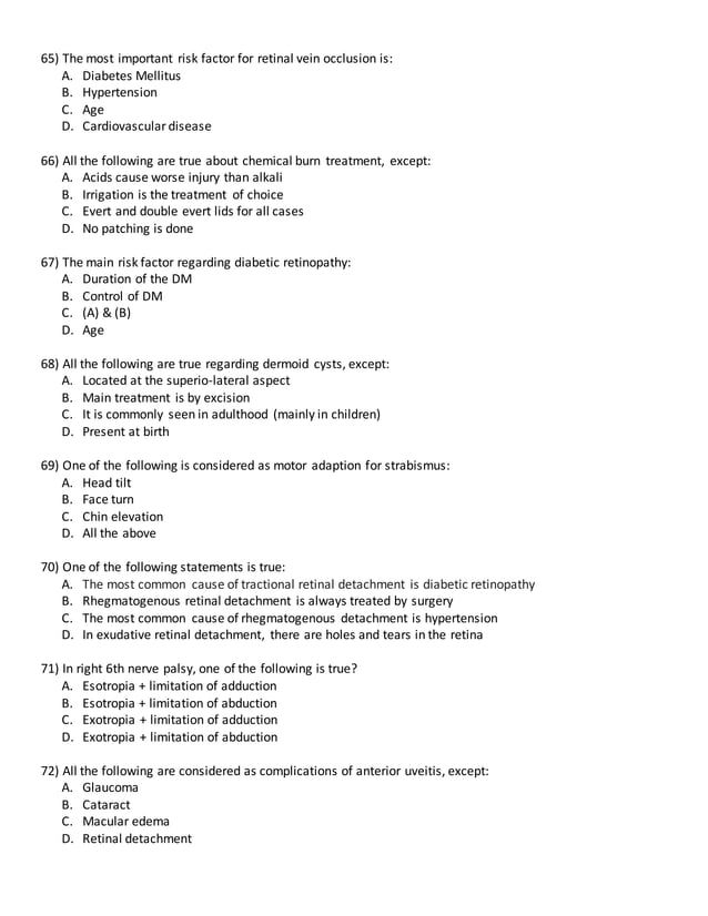 118 ophthalmology Questions & Answers - MCQ | DOCX