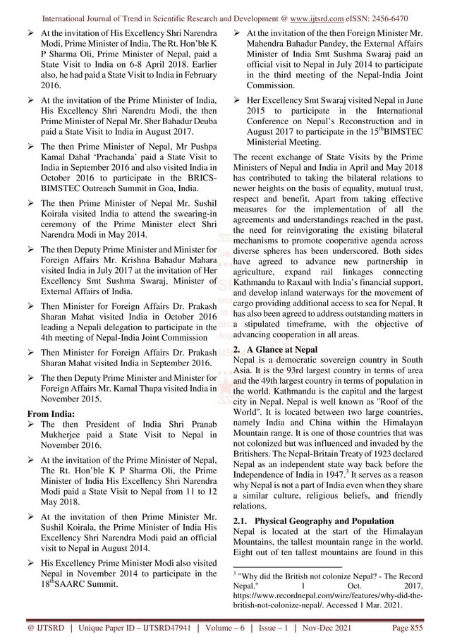 Reset of India’s Relation with Nepal from Pre Independence to Post ...