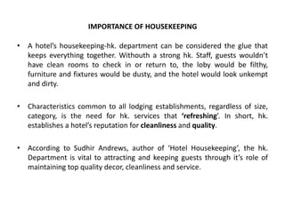 Housekeeping for the hospitality industry.ppt