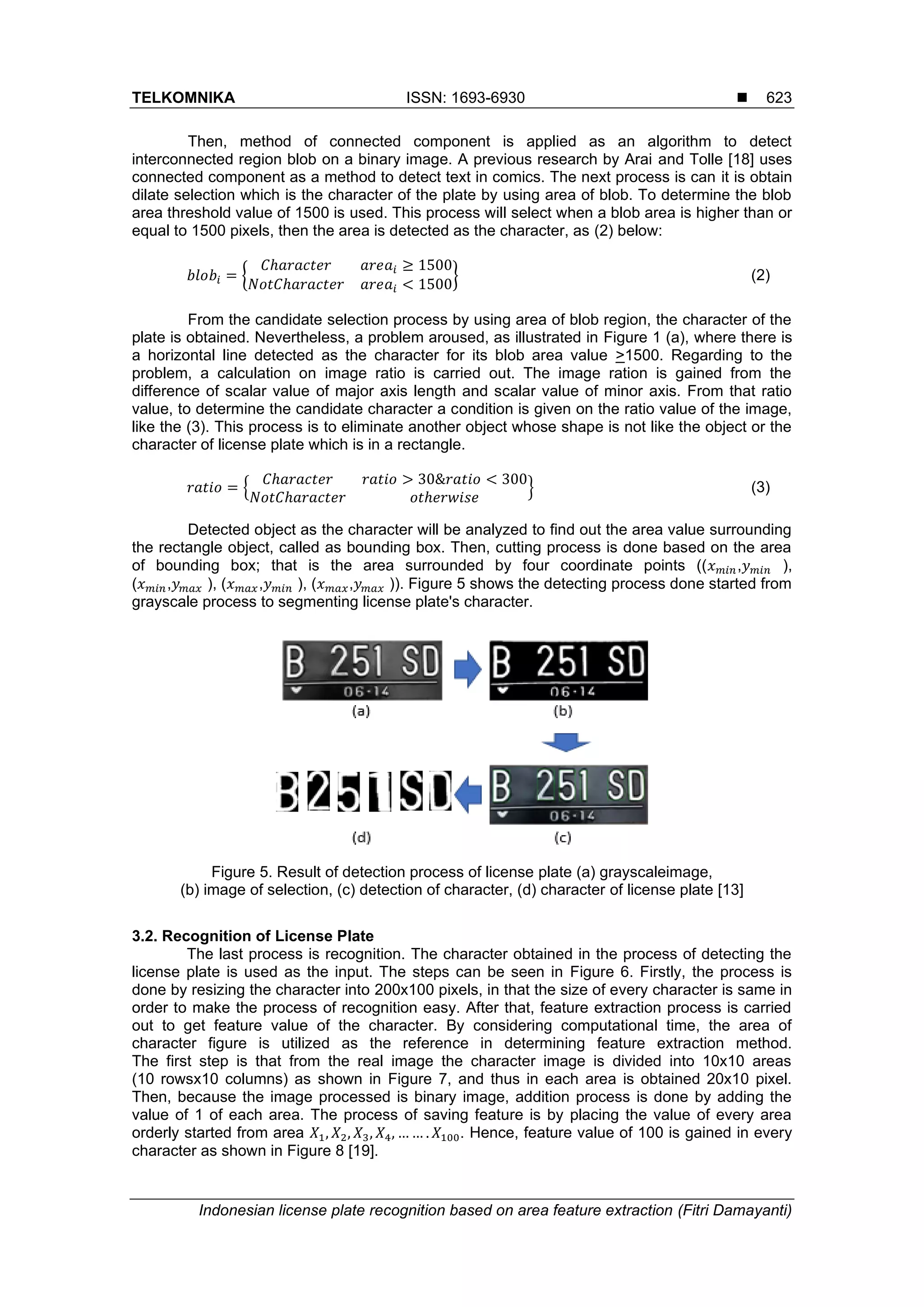 Indonesian license plate recognition based on area feature extraction | PDF