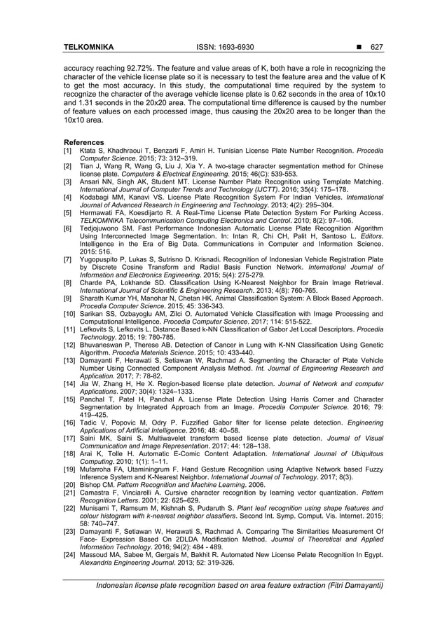 Indonesian license plate recognition based on area feature extraction | PDF