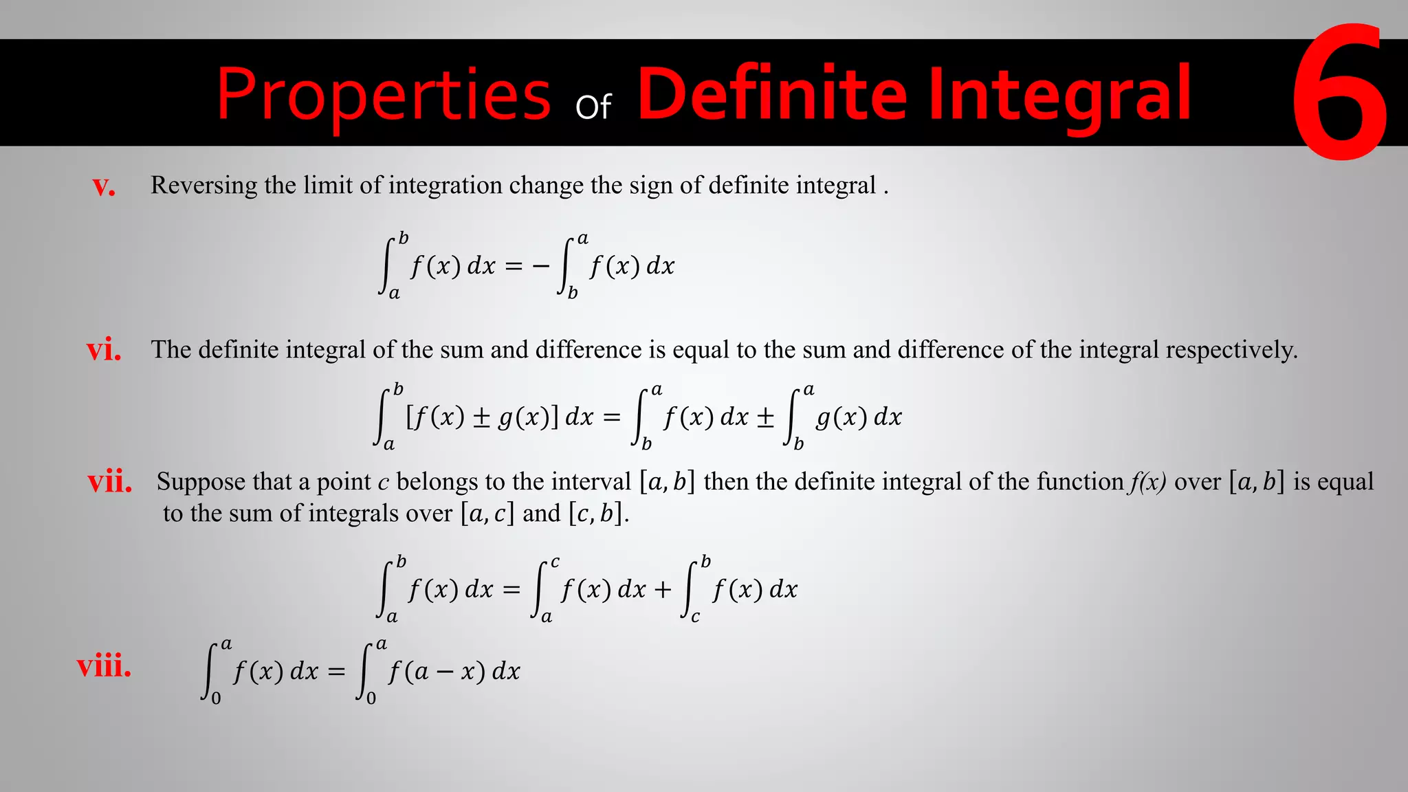 Definite Integral and Properties of Definite Integral | PPTX
