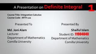 Definite Integral and Properties of Definite Integral | PPTX
