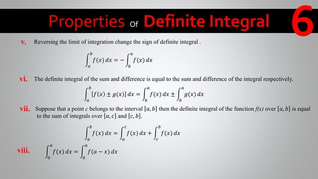 Definite Integral and Properties of Definite Integral | PPTX