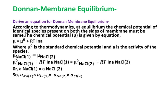 Donnan membane effect.pptx | Chemistry | Science
