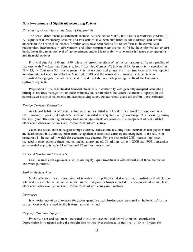 mattel annual reports 2002