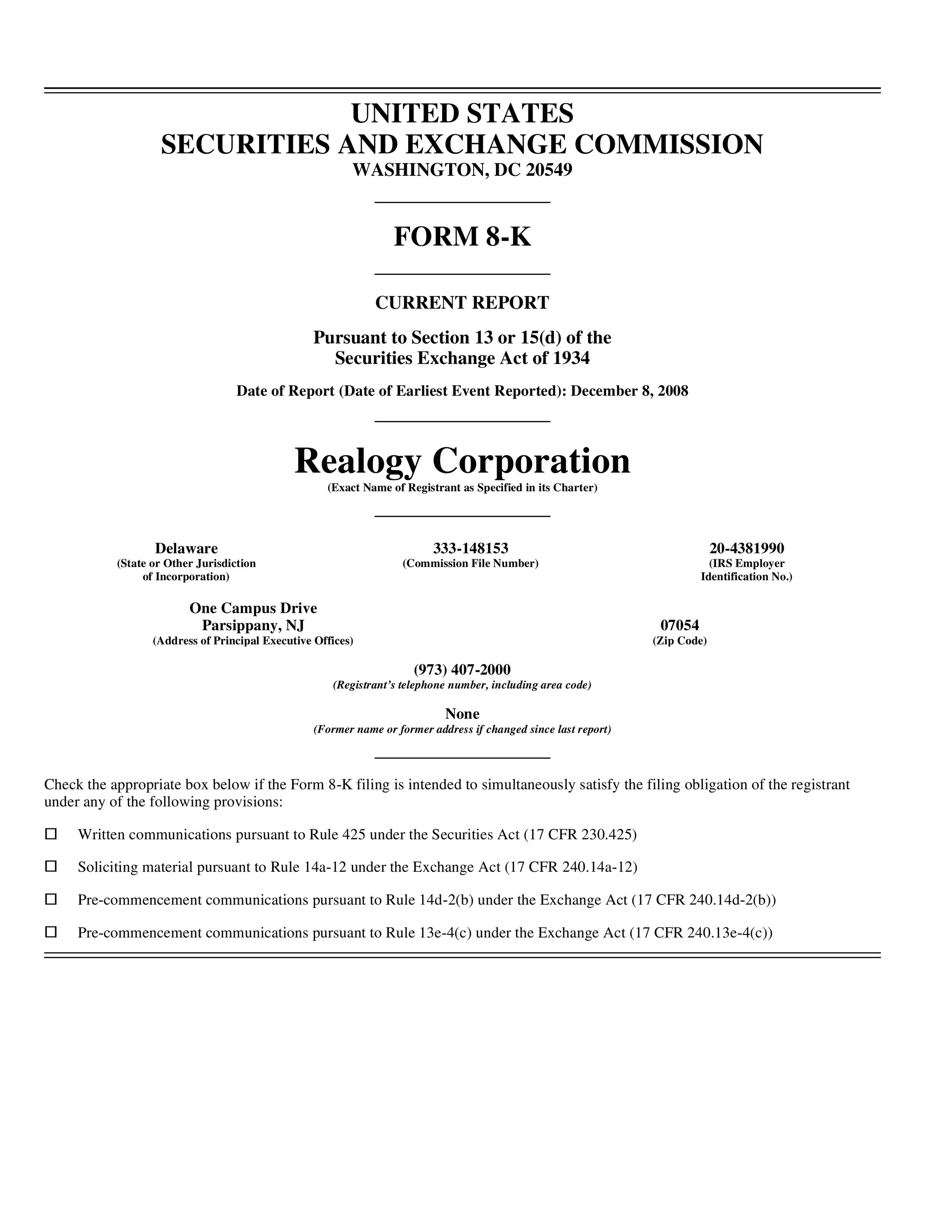 Realogy 8-KFiling_12908 | PDF