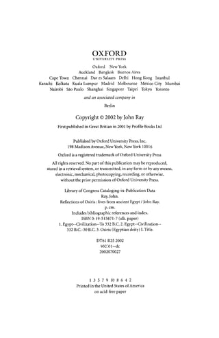 Reflections Of Osiris Lives From Ancient Egypt John Ray | PDF