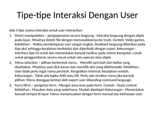 ragam dialog mata kuliah interaksi manusia dengan kompter | PPT