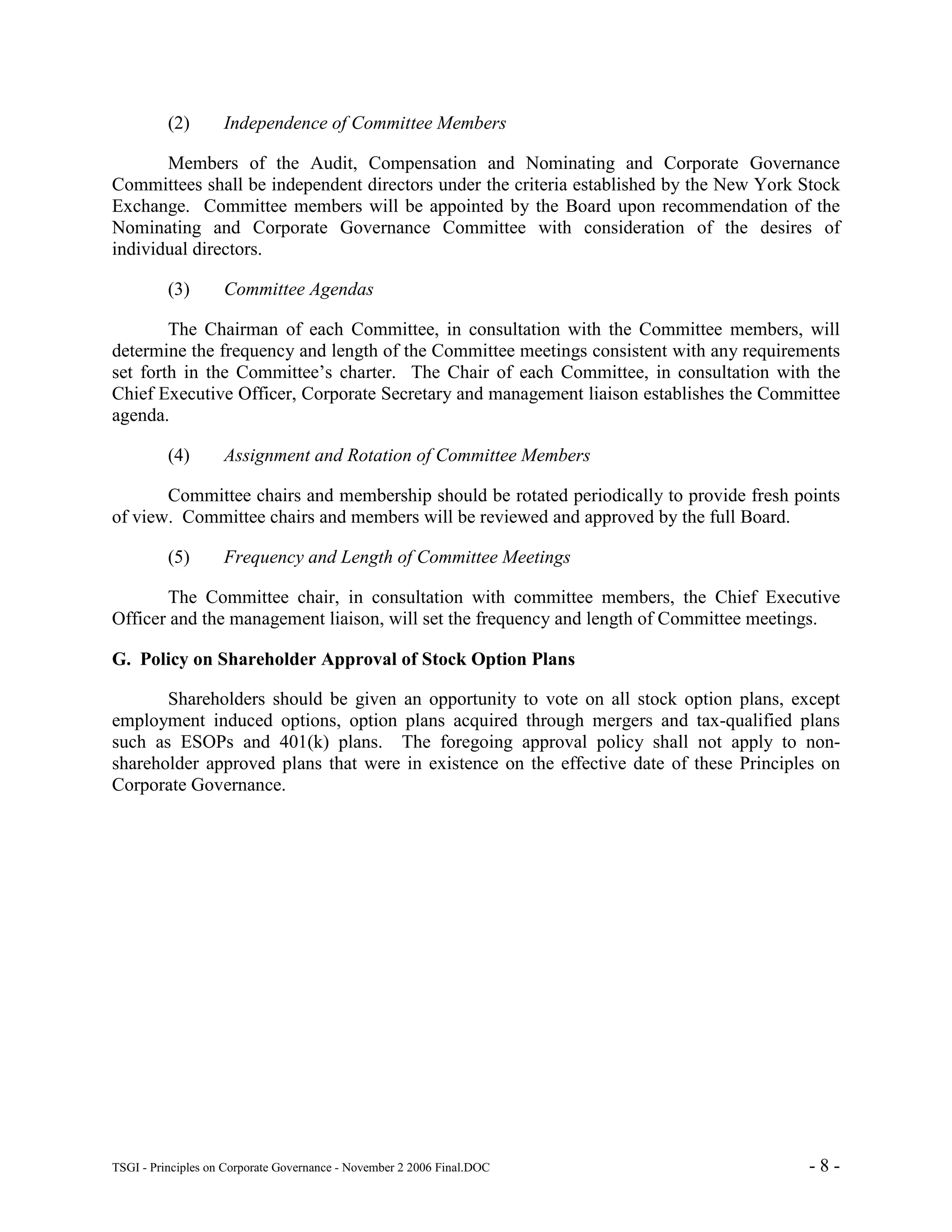 shaw group Corporate Governance Principles2007b | PDF