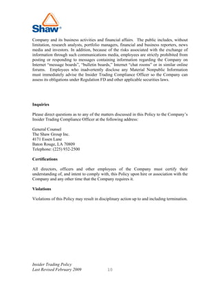 shaw group insider_trading_02/09 | PDF