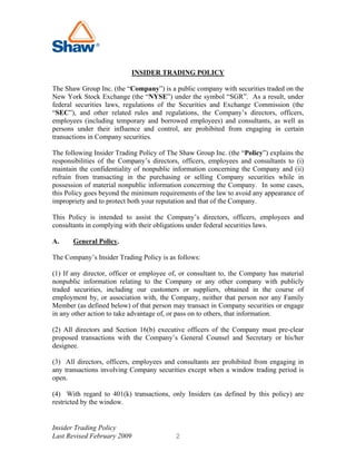 shaw group insider_trading_02/09 | PDF