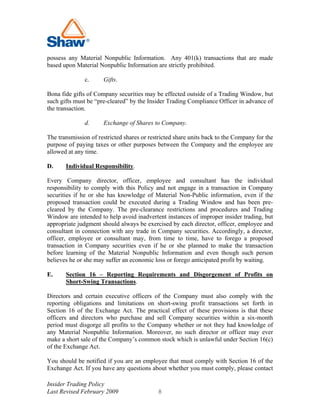 shaw group insider_trading_02/09 | PDF