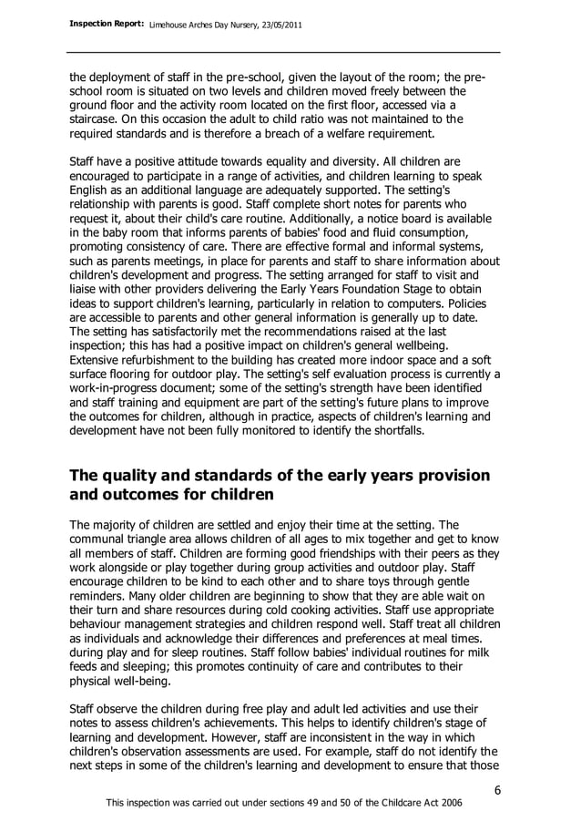 Nursery Education inspection report | PDF
