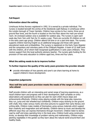 OFSTED Early Years Register inspection report | PDF