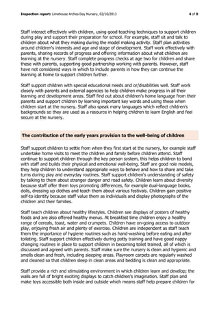 OFSTED Early Years Register inspection report | PDF