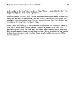OFSTED Early Years Register inspection report | PDF