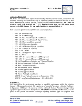 Qualifications - Joel Gonia, ASA | PDF