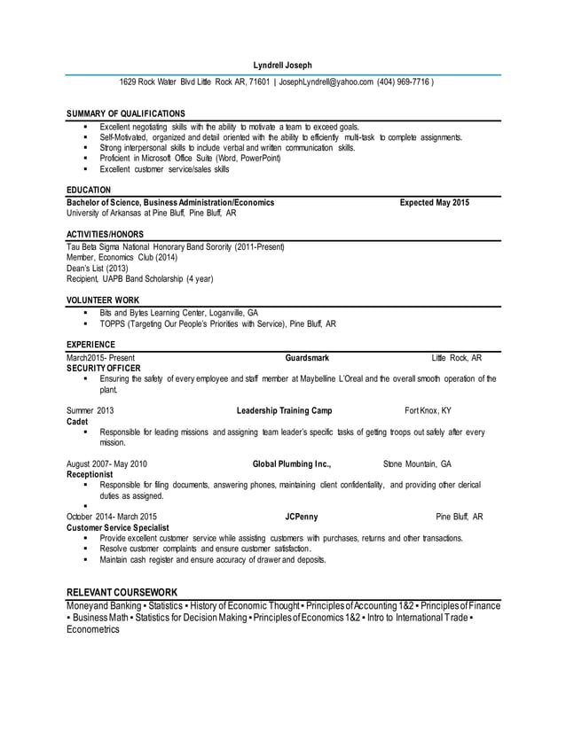 Lyndrell Joseph's Resume 2015 updated | PDF