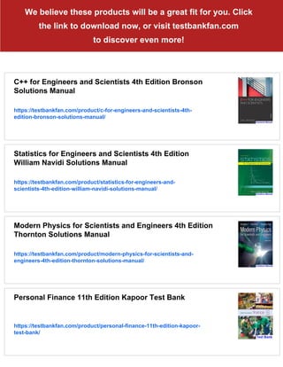 C++ for Engineers and Scientists 4th Edition Bronson Test Bank | PDF