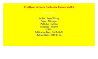 Pro jQuery in Oracle Application Express kindle$ | PDF