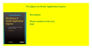 Pro jQuery in Oracle Application Express kindle$ | PDF