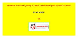 Pro jQuery in Oracle Application Express kindle$ | PDF