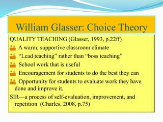Pioneers in Classroom Management and Discipline 5-15 | PPTX