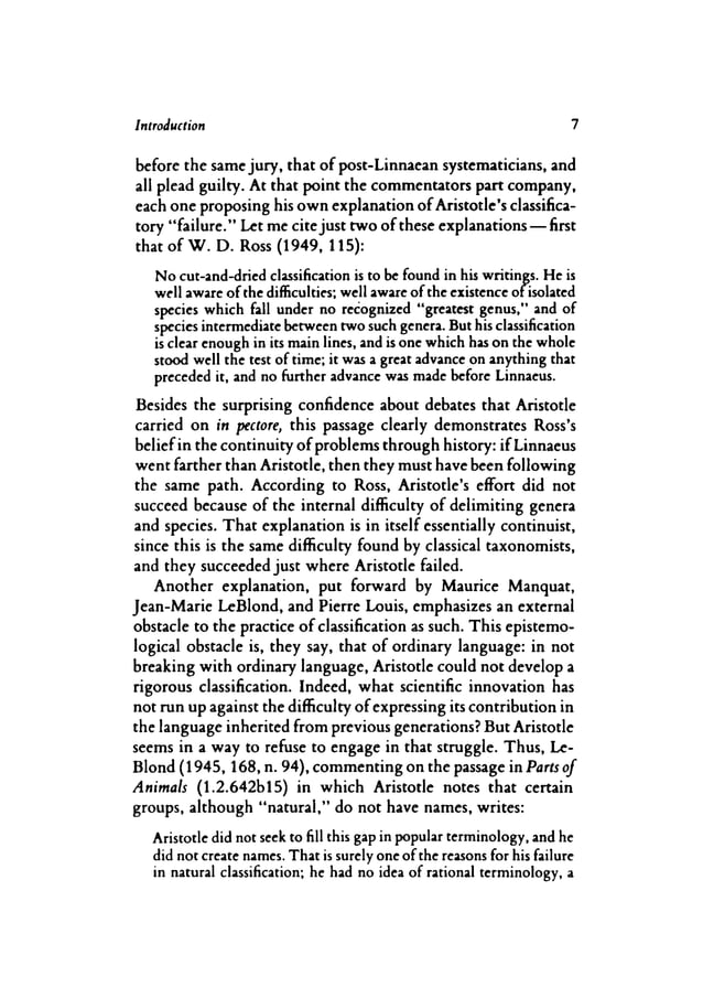 Aristotle s Classification of Animals Biology and the Conceptual Unity ...