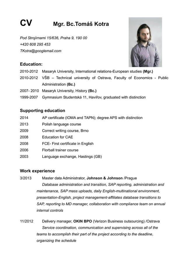 CV - TOMÁŠ KOTRA | PDF