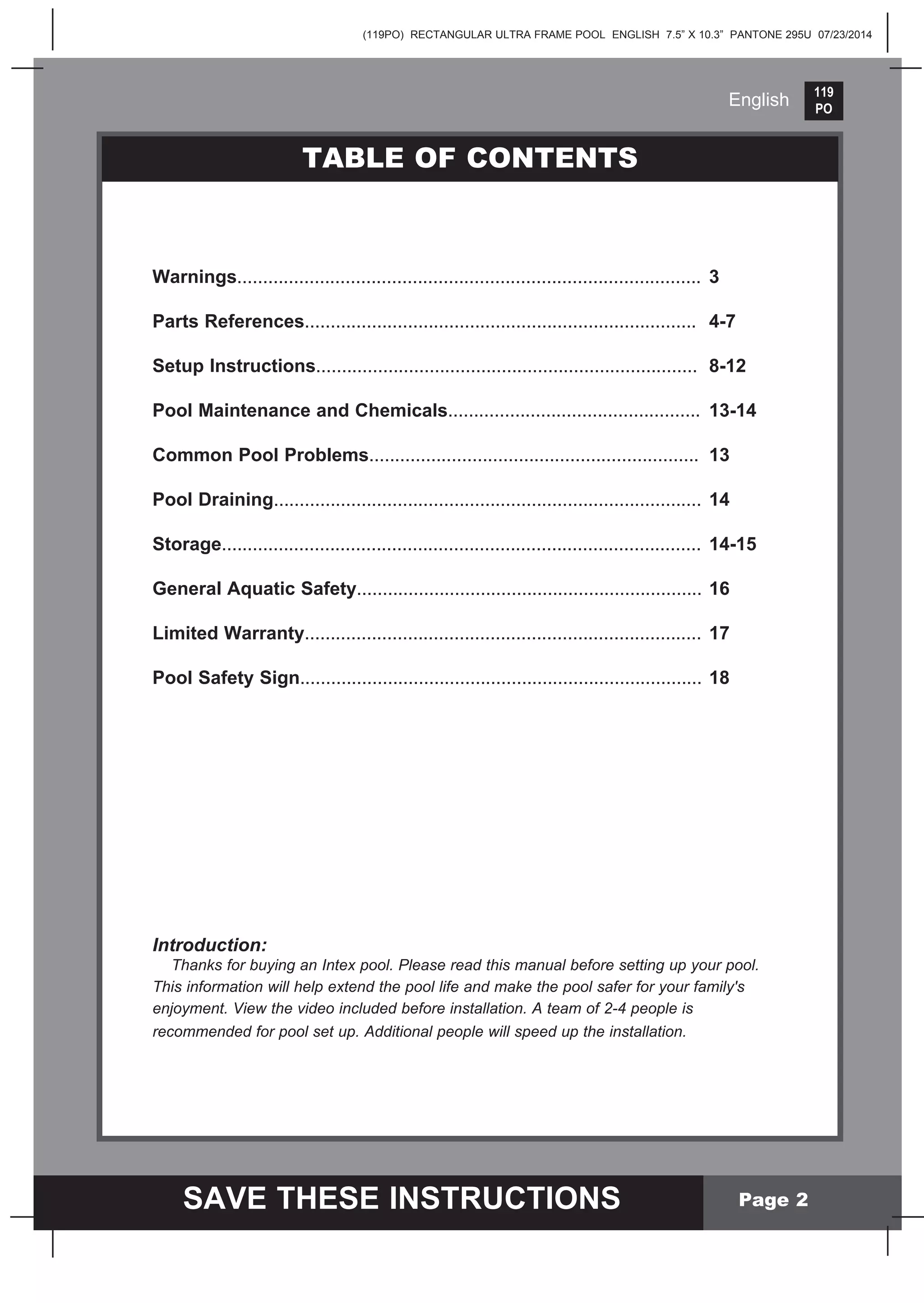 Rectangular swimming pool manual | PDF