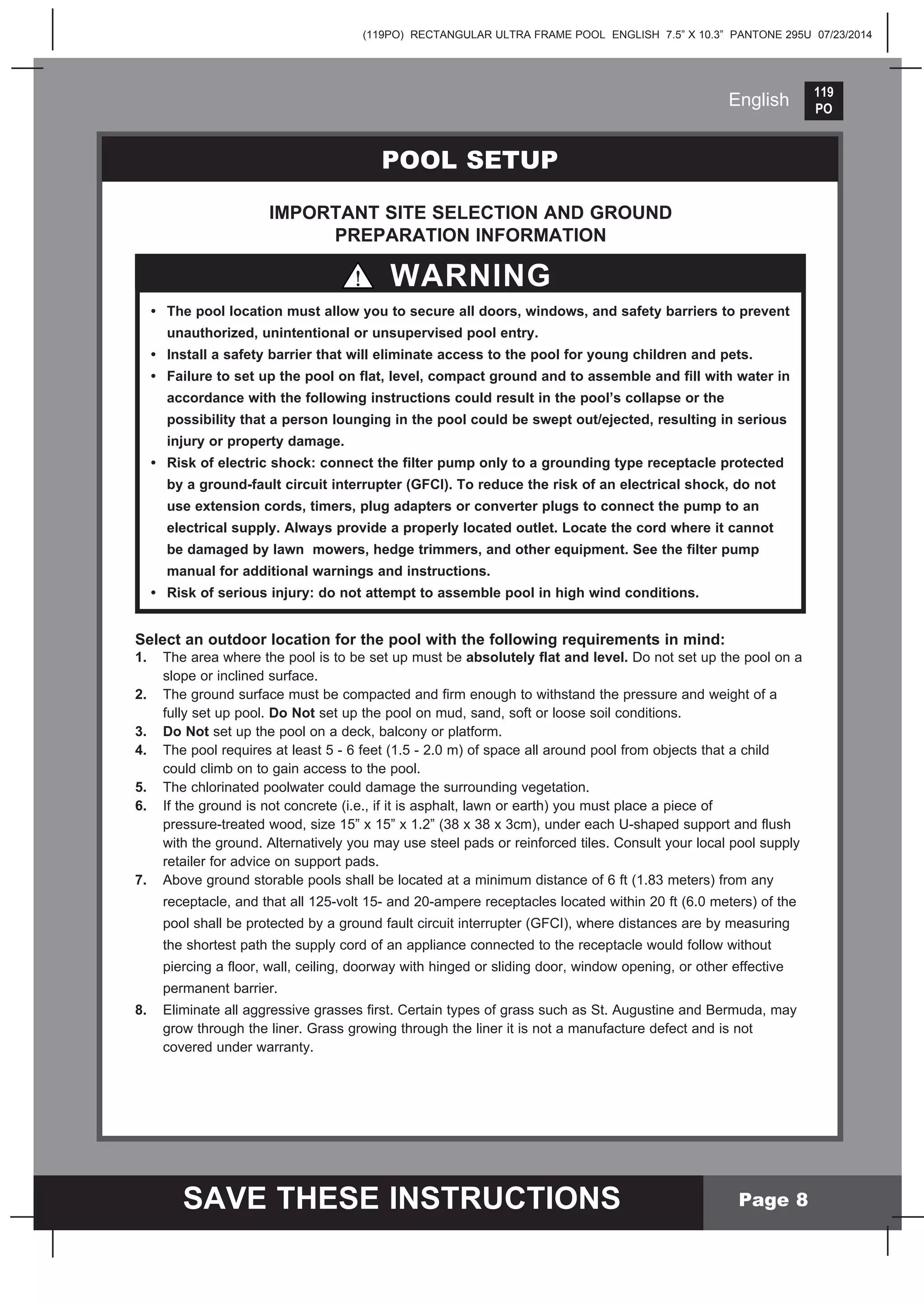 Rectangular swimming pool manual | PDF