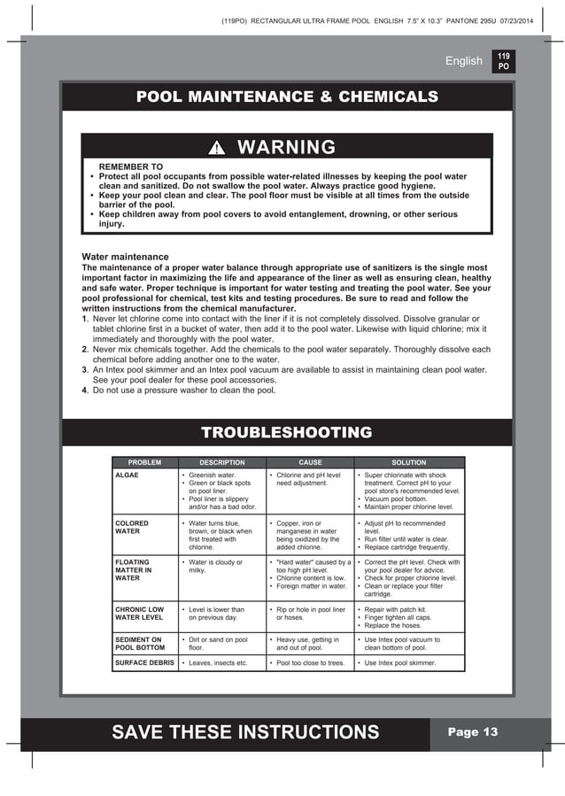 Rectangular swimming pool manual | PDF