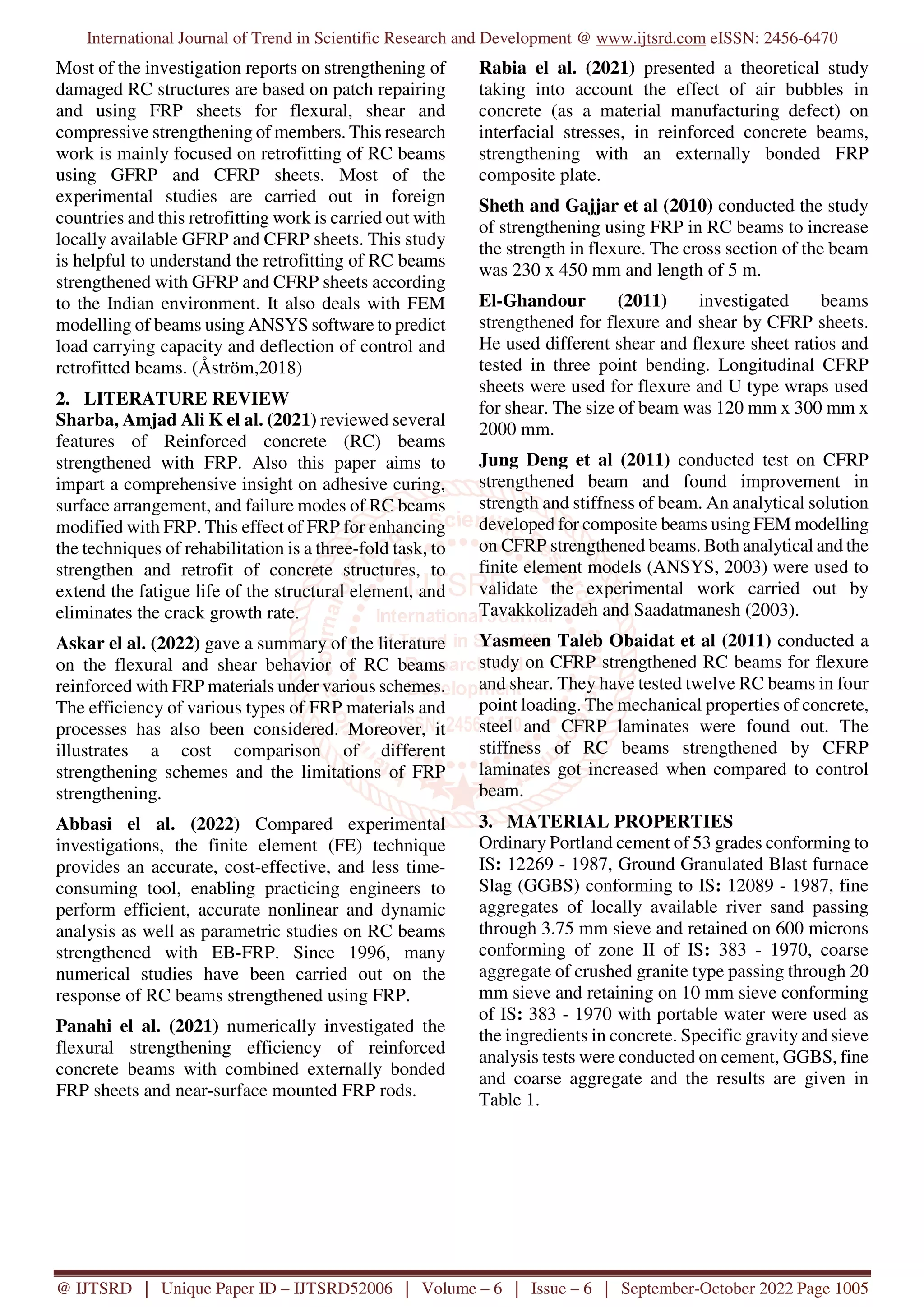 Reinforcement of Reinforced Concrete Beams using CFRP and GFRP | PDF