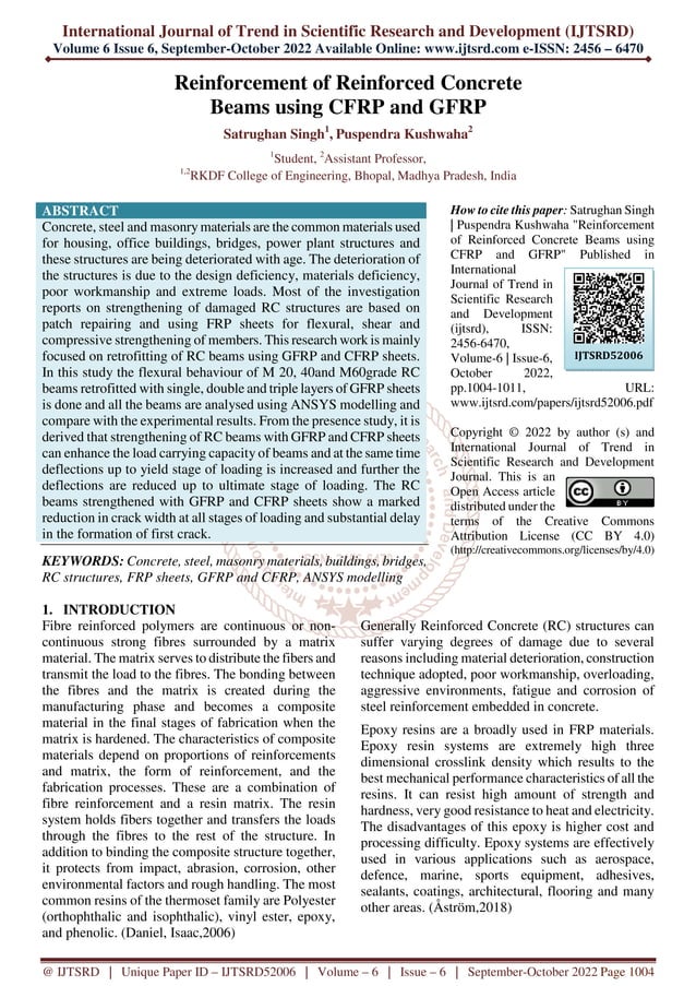Reinforcement Of Reinforced Concrete Beams Using Cfrp And Gfrp Pdf