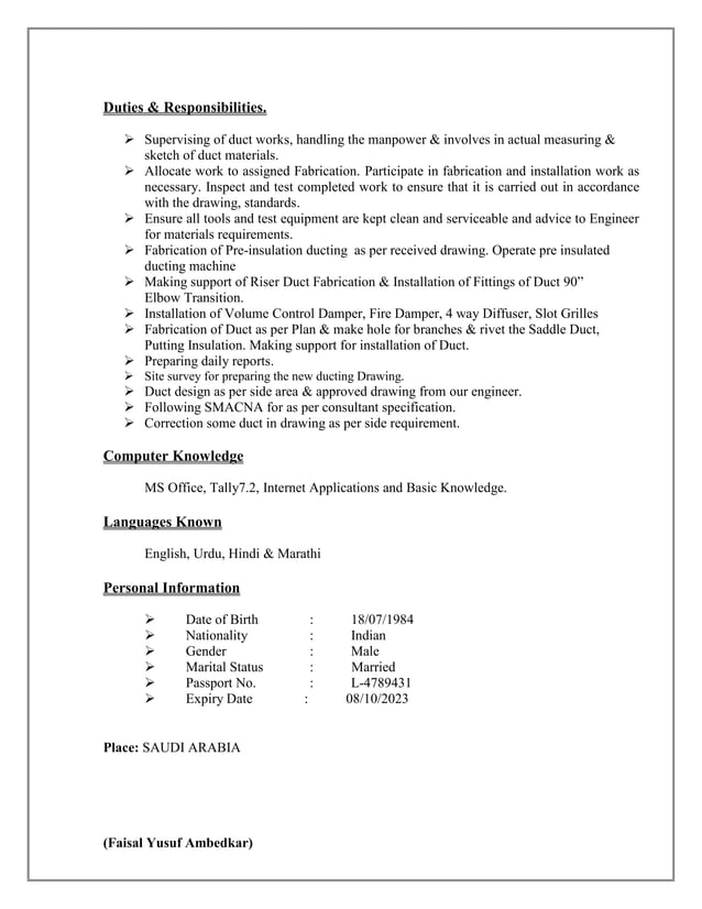 HVAC DRAFTSMAN CV | PDF | Careers