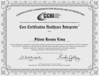 Official CorecHI Certificate Flavia Lima | PDF