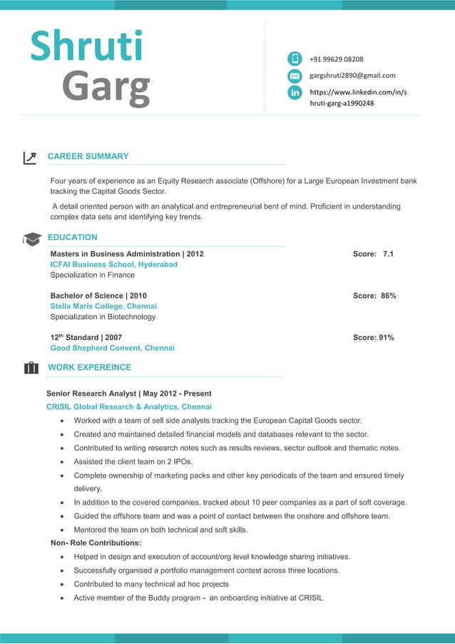 Shruti CV | PDF | Business | Business and Finance