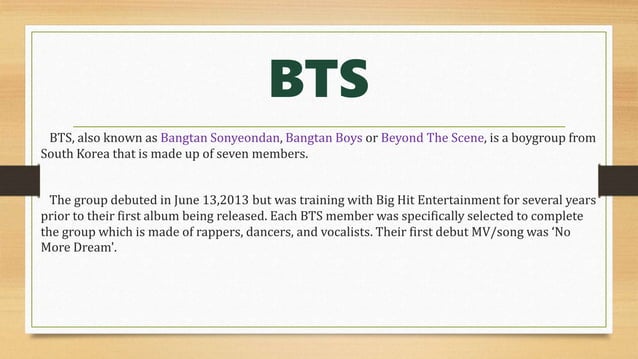 BTS (Bangtan Sonyeondan) | PPTX | Hip Hop Music | Music