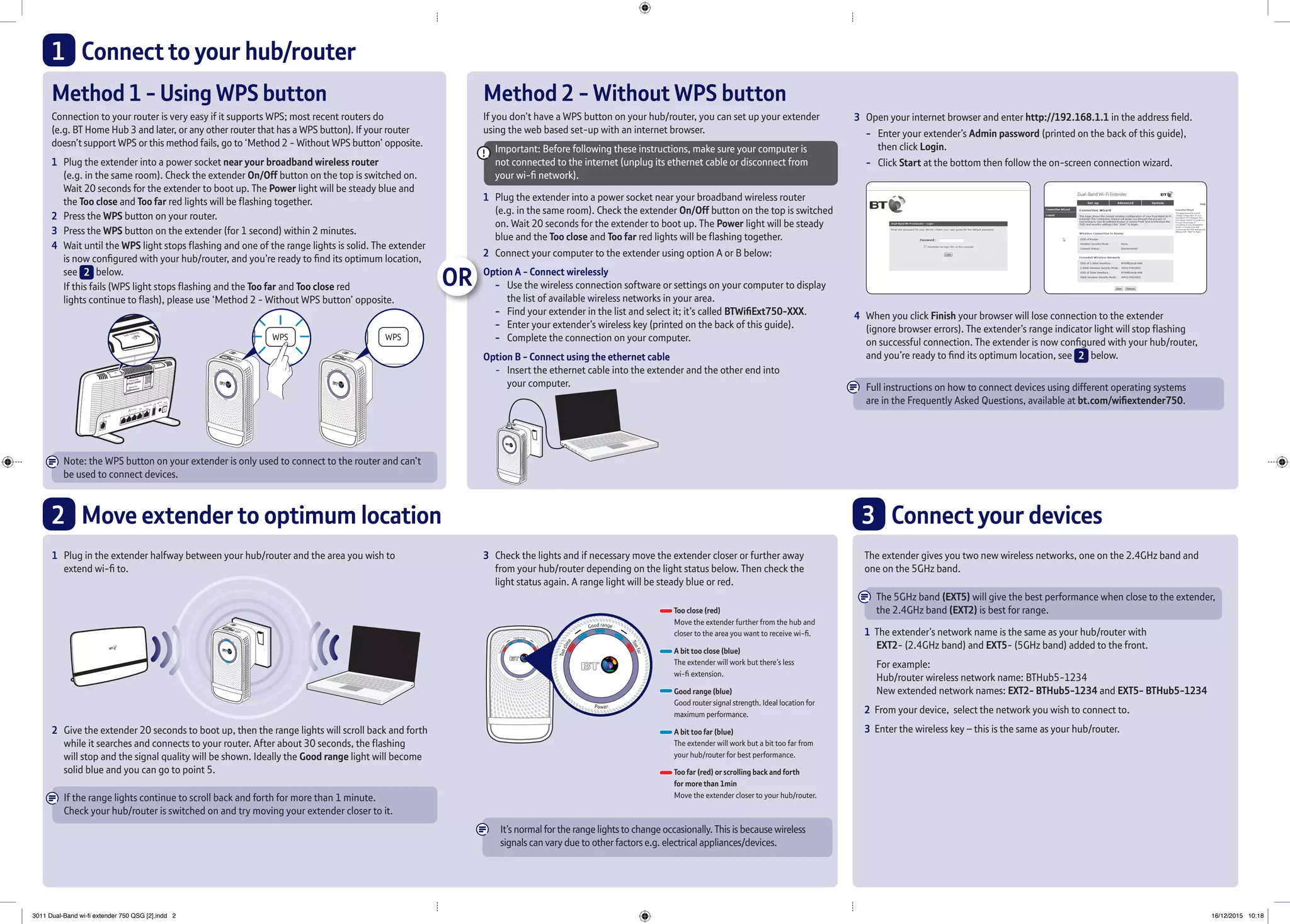 BT 11ac Dual-Band Wi-Fi Extender 750 Quick Start | PDF