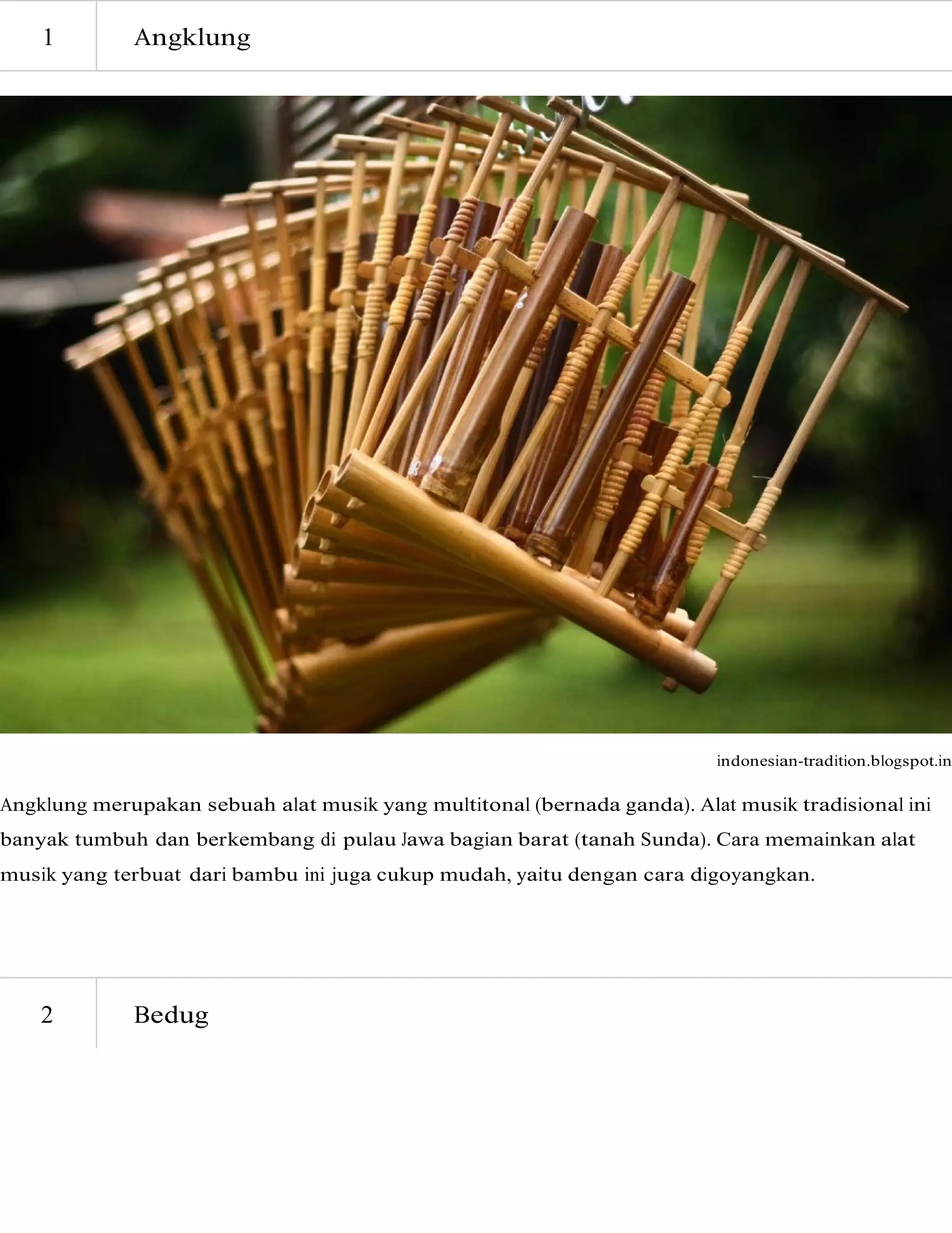 11 alat musik tradisional di indonesia beserta asal daerahnya | PDF